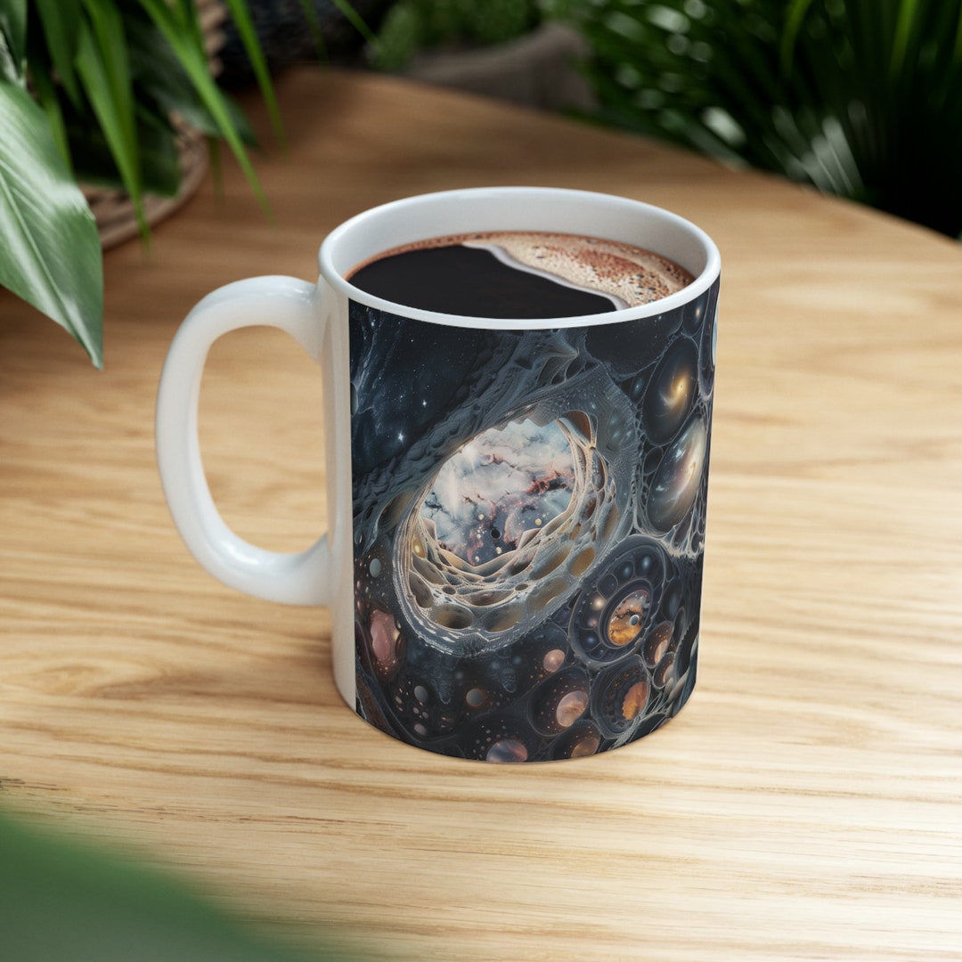 Space Cave Space Galaxy Coffee Mug, Astronauts and Aliens Spaceship Cup ...