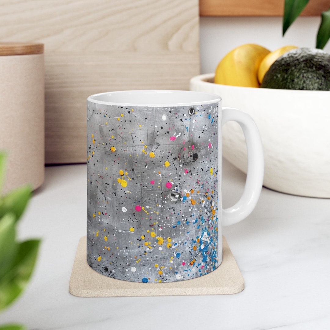 Craft Speckled Concrete Splatter Paint Coffee Cup, Abstract Art Mug ...