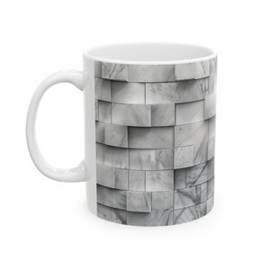Carrara Marble Mosaic 02 Mug, Set of 4 Mugs, Marble Top Mug, Artsy Mug ...