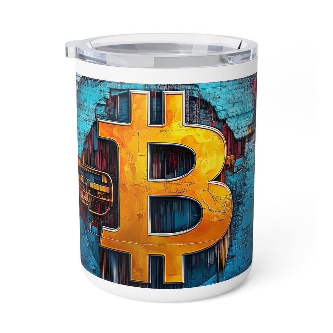 Bitcoin Crypto Melted Painting Wall Graffiti Art Insulated Travel Mug ...