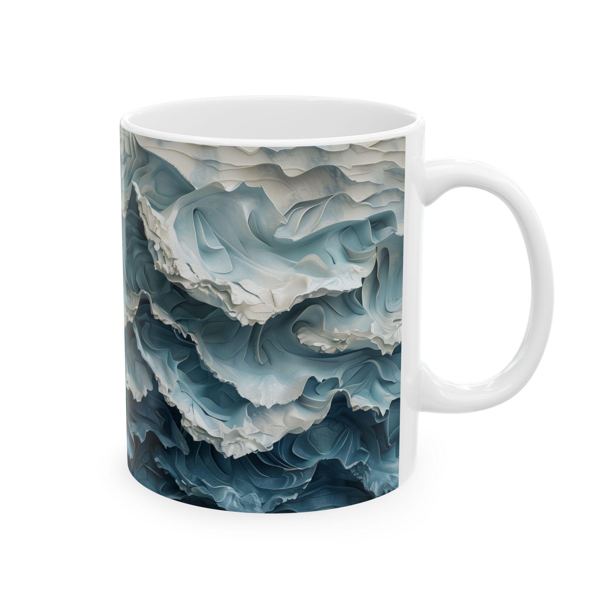 Ocean Waves Art Mug, Surfer Gift, Cool Mug Designs, Waves Crashing Mug ...