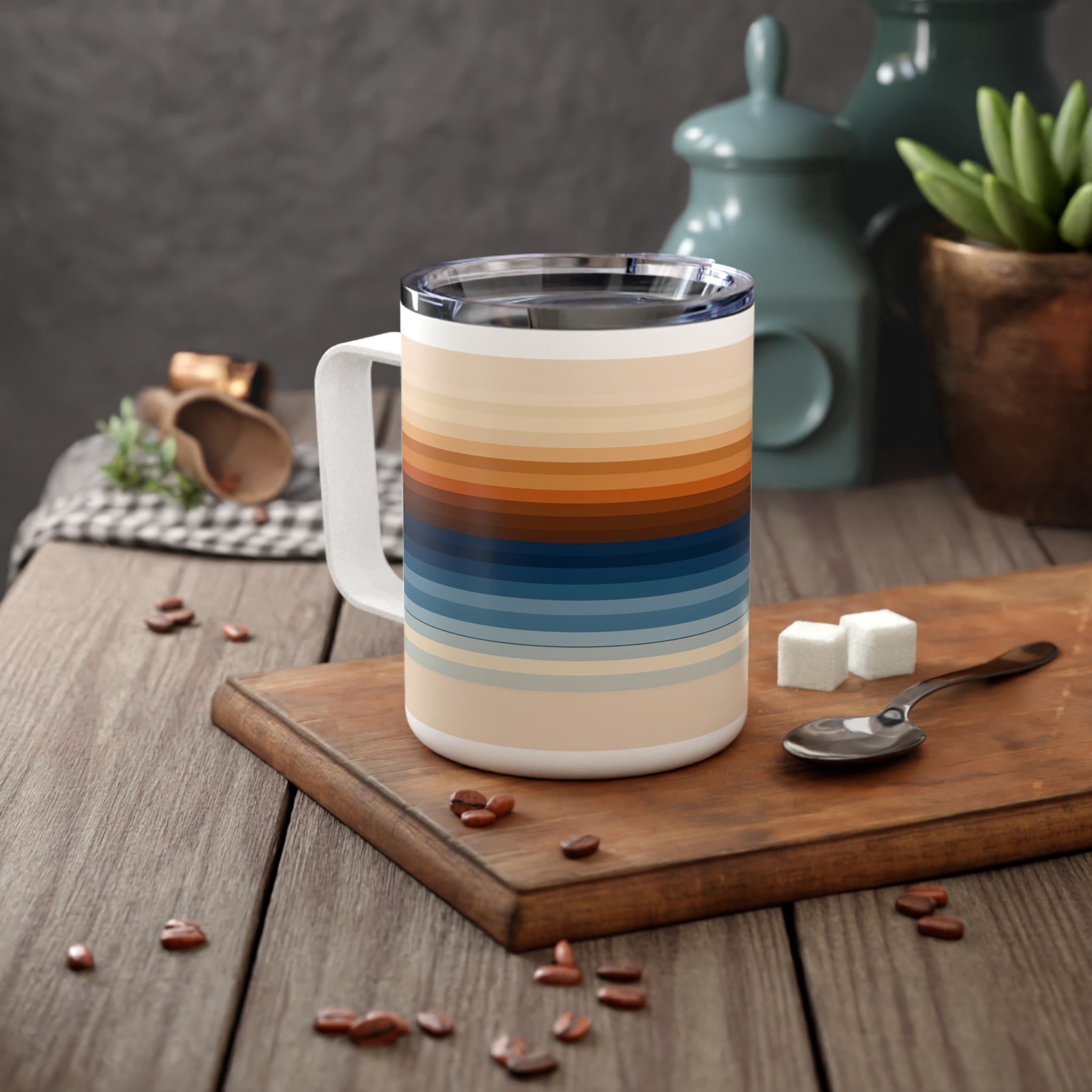 Retro Stripes Horizontal Orange Brown Blue White Insulated Travel ...