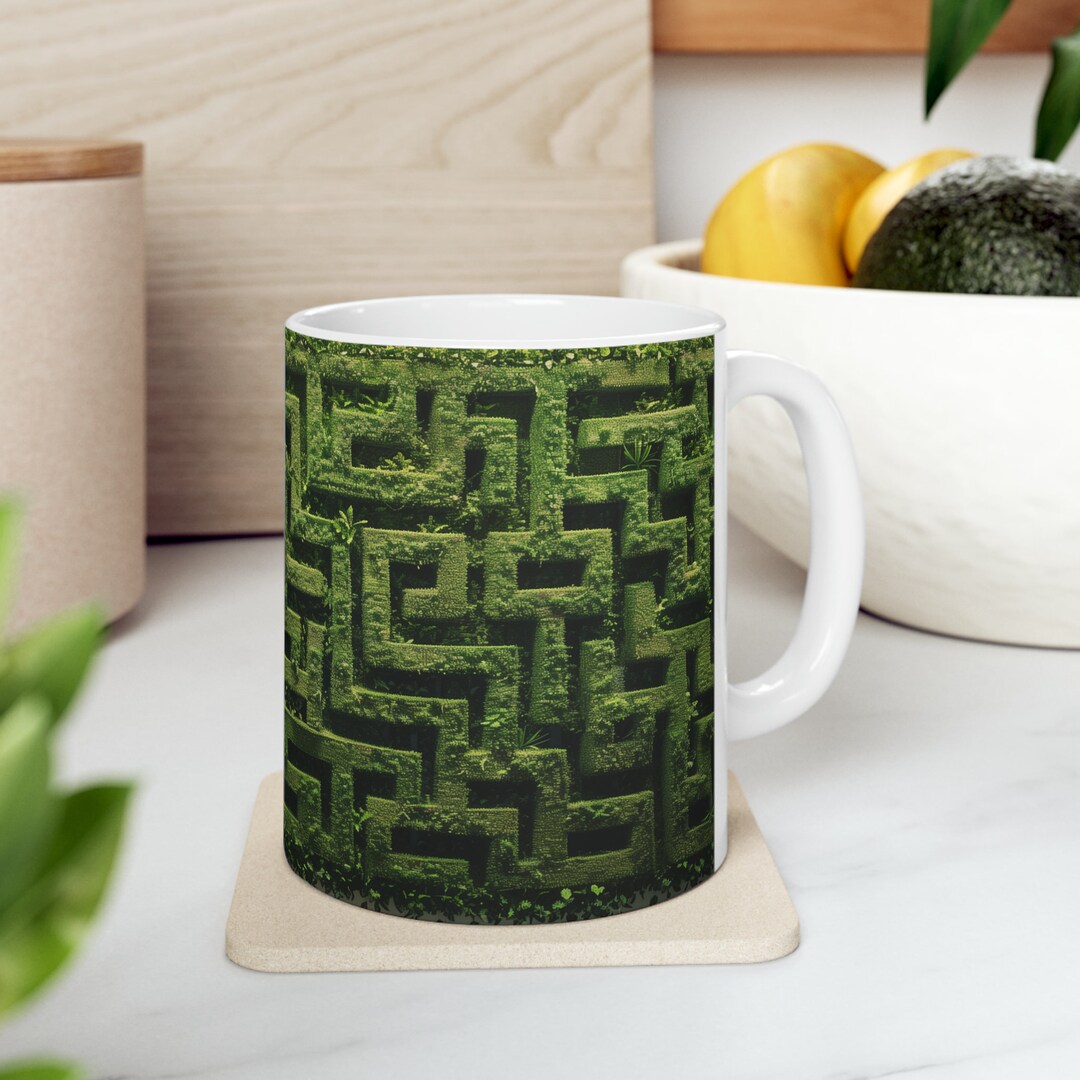 Garden Maze Mug, Flowers Mug, Art Installation Mug, Green Mug, Hedge ...