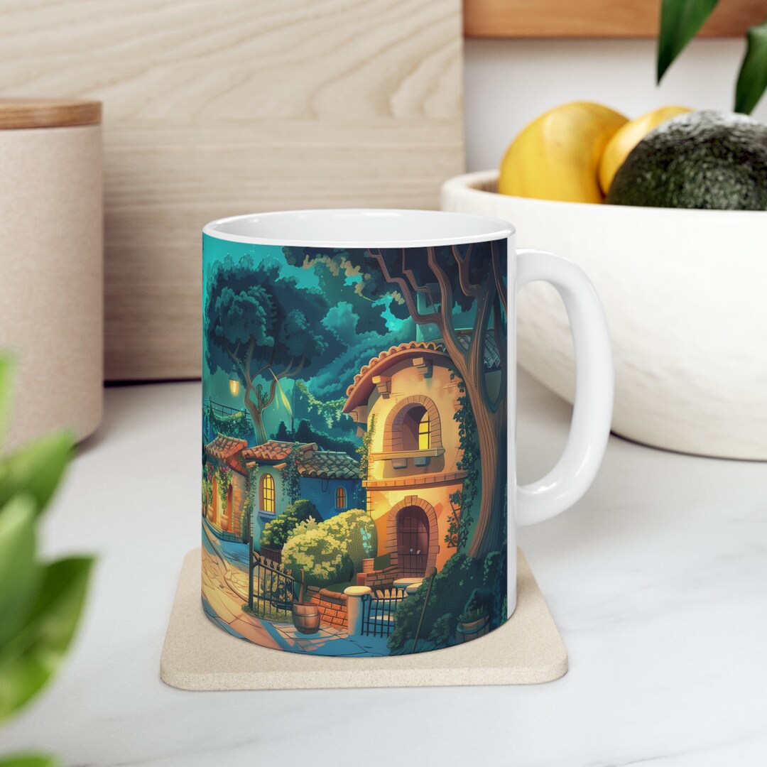 Cute Italian Village Mug, Italy Mug, Tuscany, Small Town Mug, Dinner ...
