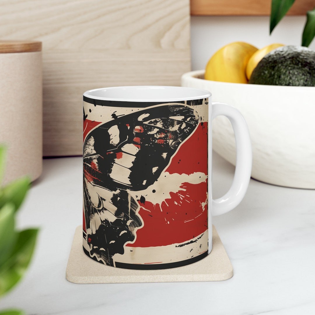 Butterfly Center Design Mug, Butterfly Collection Mug, Insect Mug ...