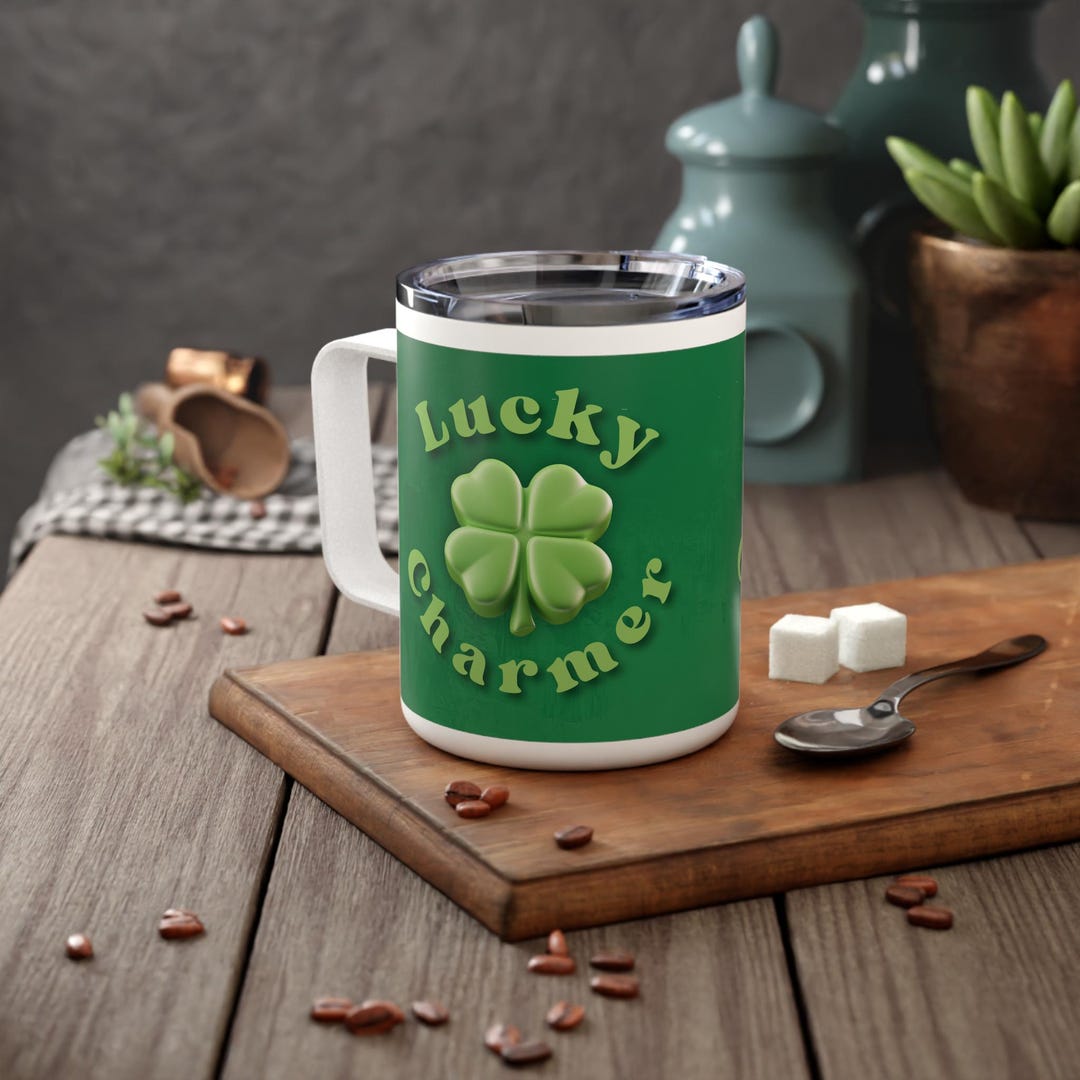 Lucky Charmer St. Patrick's Day Insulated Travel Mug With Lid, Green ...