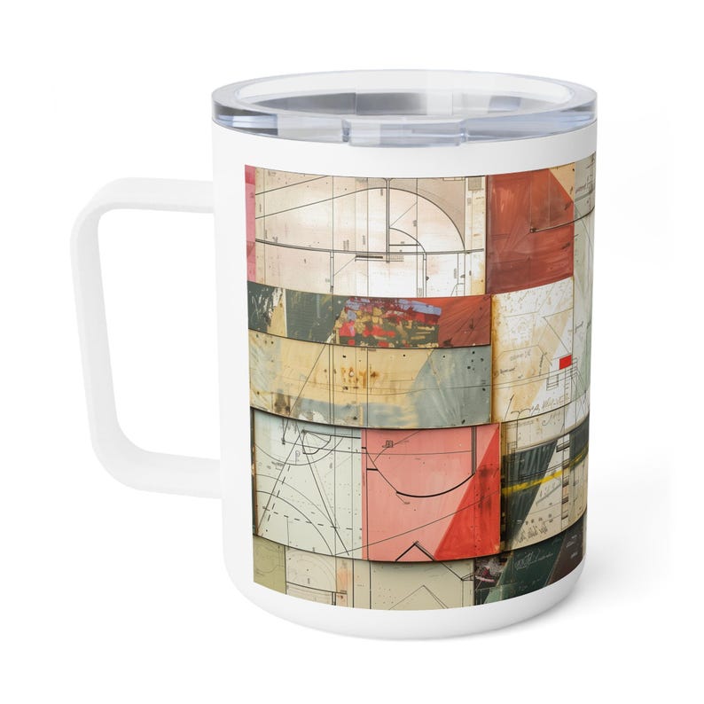 Drafting Sketches & Angles Collage Insulated Travel Mug, Floor Plans ...
