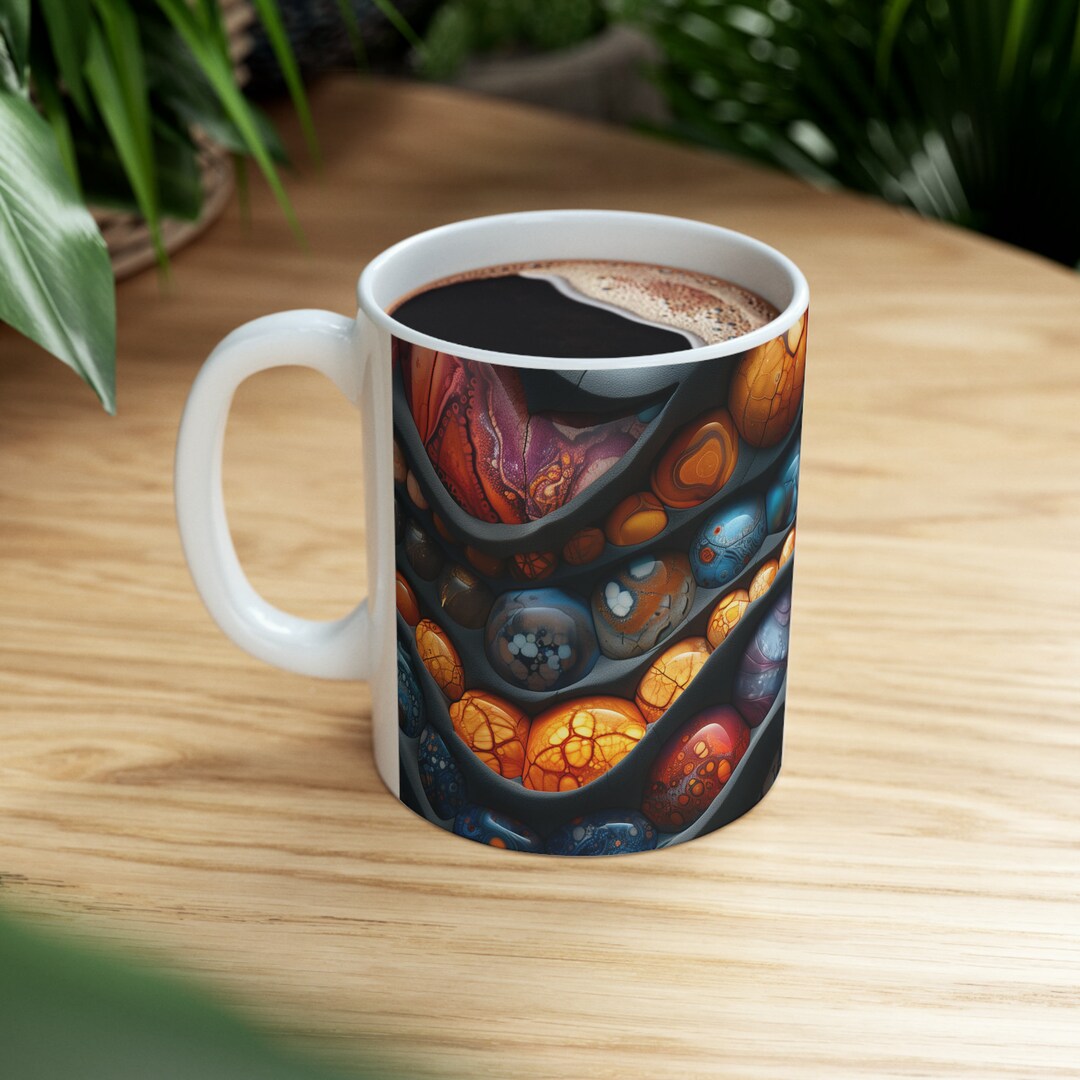 Rock Layers 02 Mug, Geode Mug, Geologist Mug, River Stones Mug, Marble ...