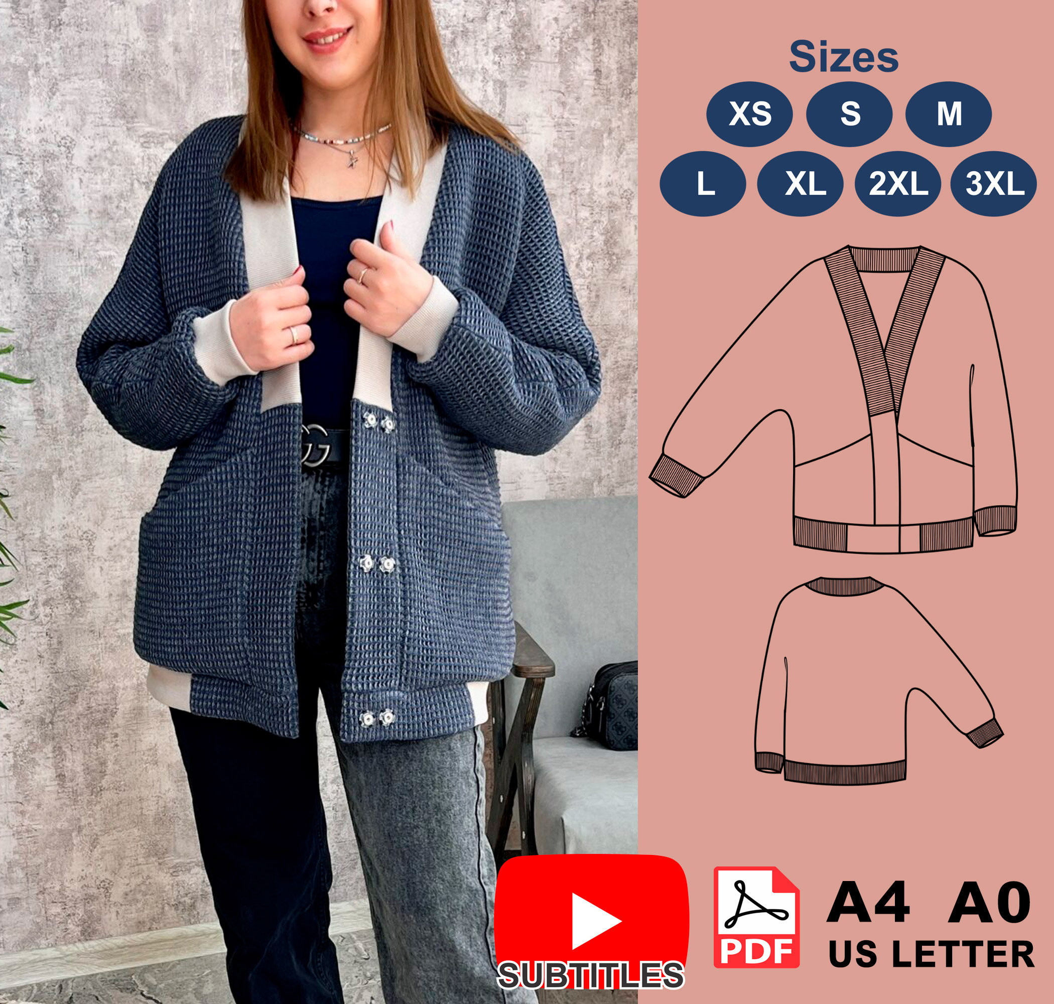Jacket Sewing Pattern Pdf - Etsy