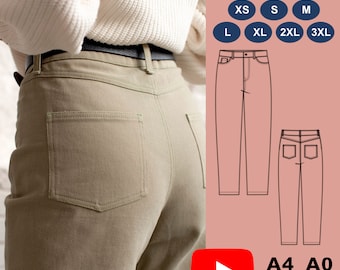 Women's Pull on Jeans Sewing Pattern PDF Digital Pattern Stretch Jeans ...