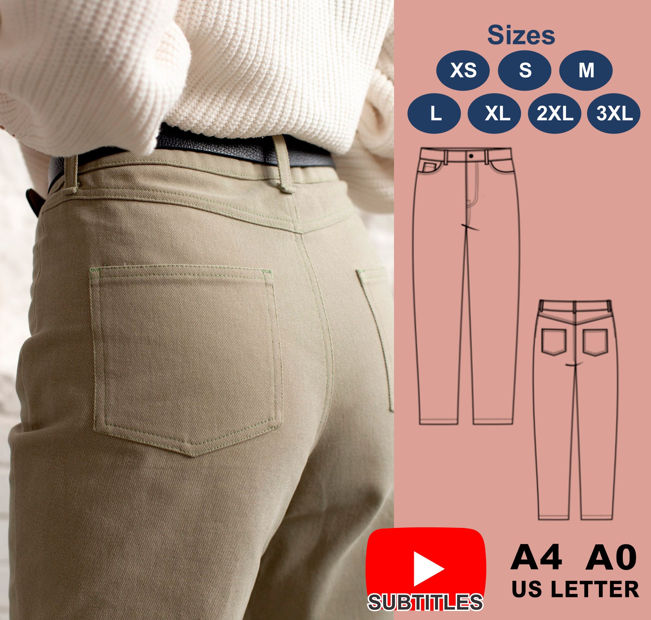 Women's Jeans PDF Sewing Pattern - Etsy