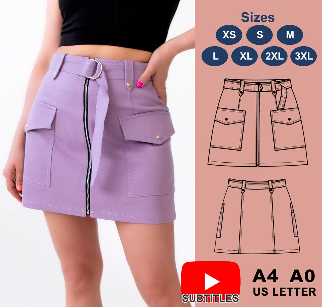 Skirt Pattern Cargo Mini Skirt Sewing Pattern Pdf - Etsy