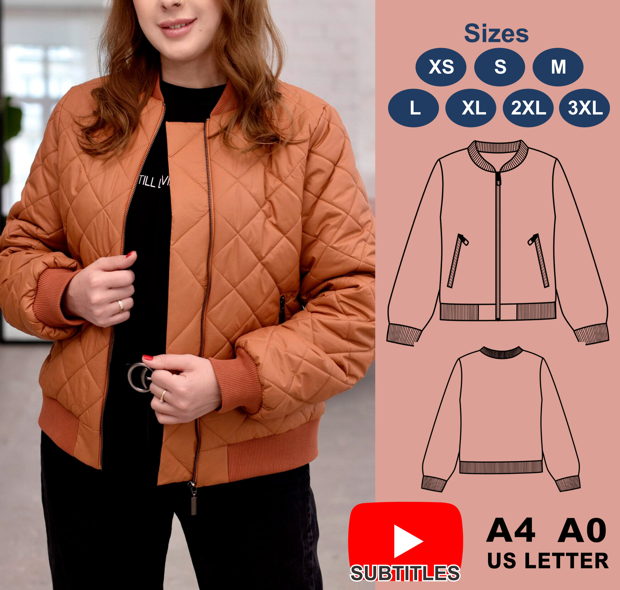 Bomber Jacket PDF Sewing Pattern - Etsy