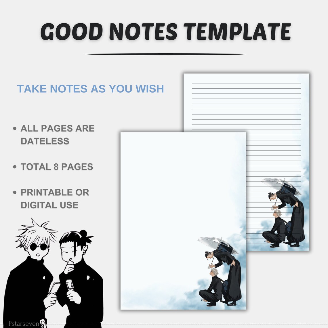 Jujutsu Kaisen Themed Planner, Gojo & Geto, Minimalist Planner ...