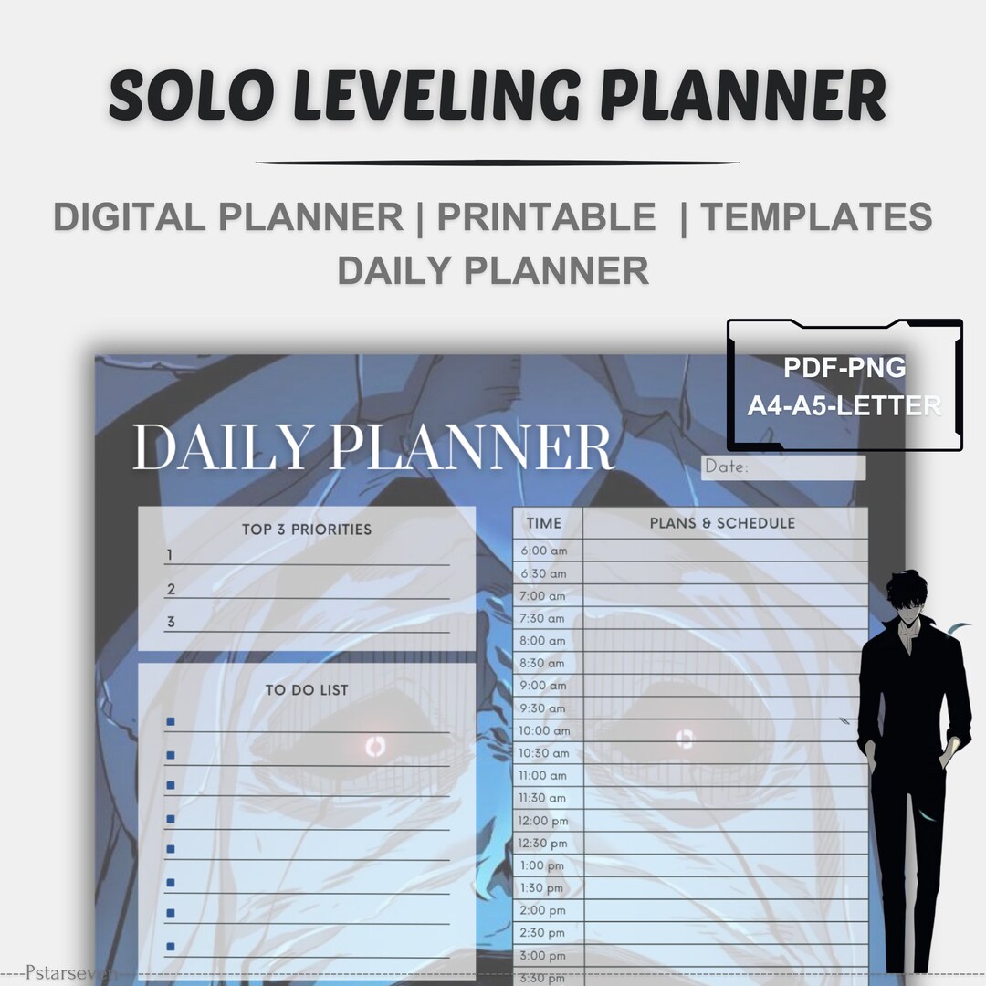 Solo Leveling Themed Daily Planner, Minimalist Planner, Printable ...