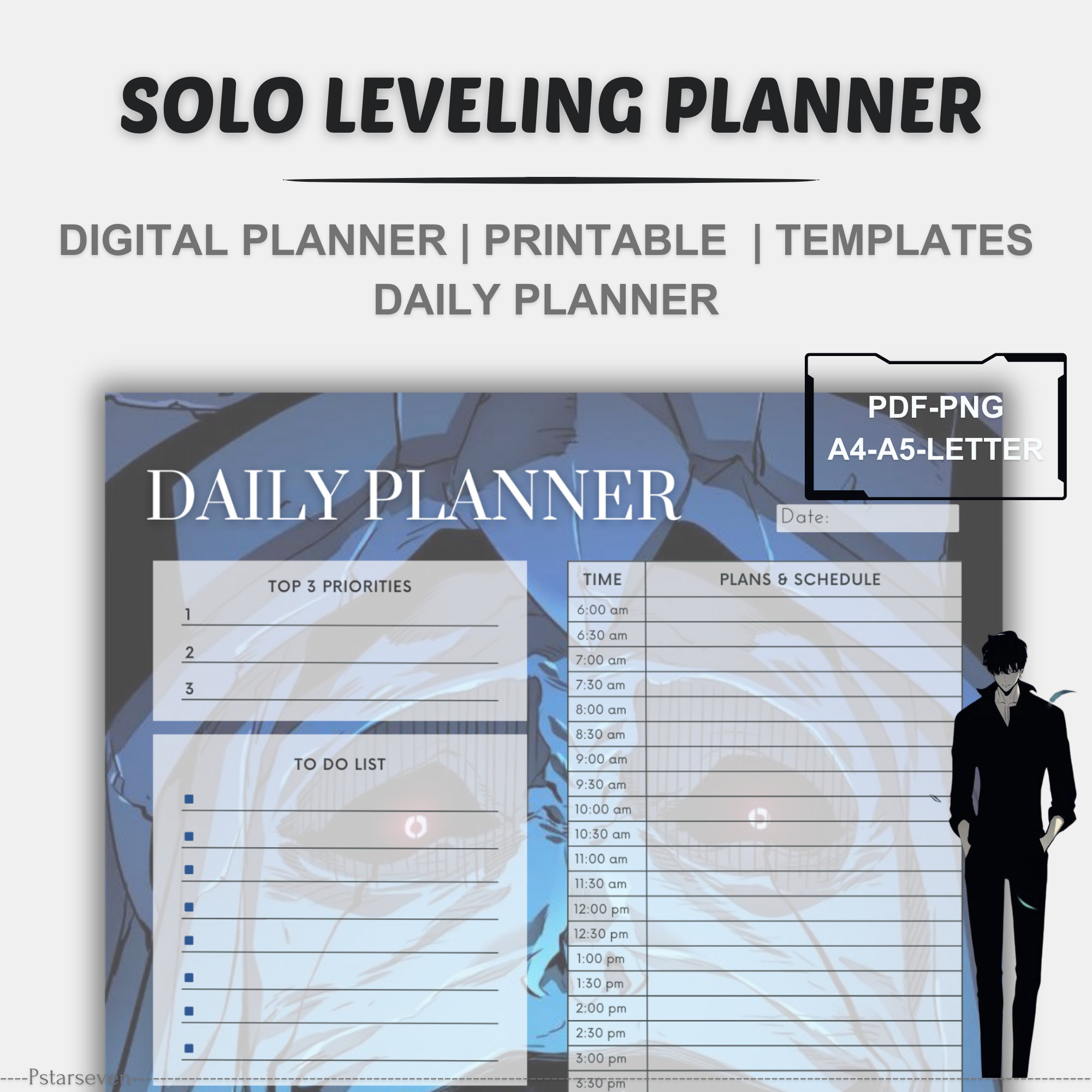 Solo Leveling Themed Daily Planner, Minimalist Planner, Printable ...