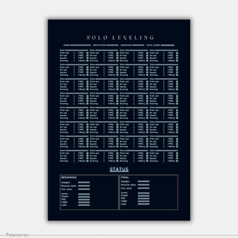 Solo Leveling Gym Tracker: Sung Jin-woo Fitness Planner (PDF - PNG ...