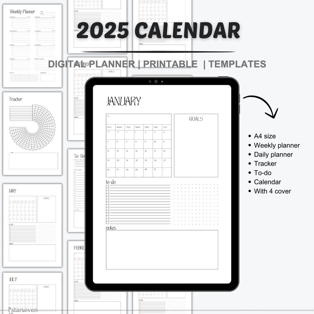 2025 Digital Planner: Monthly Calendar, Goodnotes Templates (PDF ...