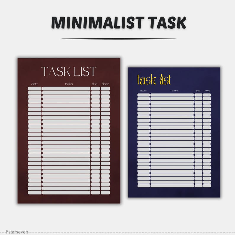 Minimalist Task Tracker Printable: CMYK & RGB Digital List (A4-A5) - Etsy