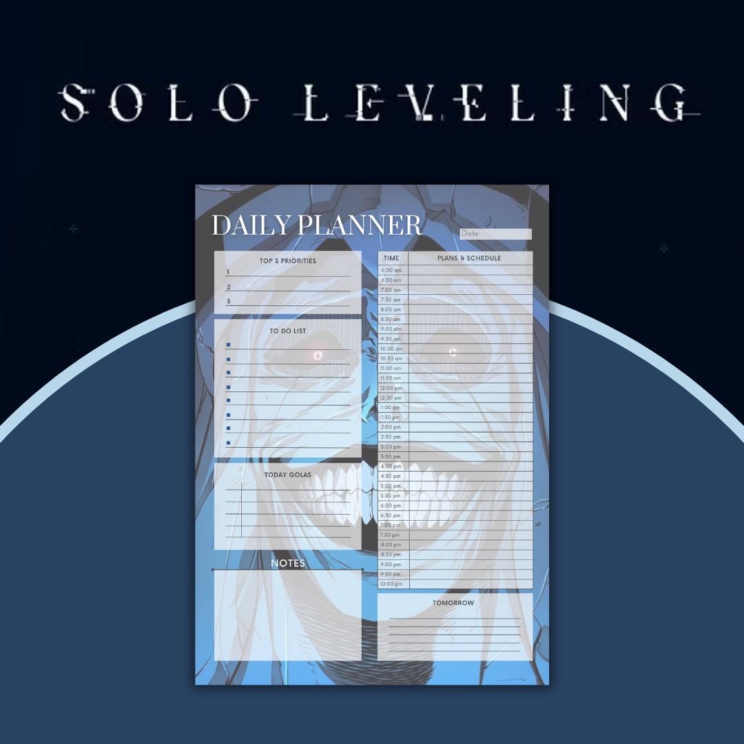 Solo Leveling Themed Daily Planner, Minimalist Planner, Printable ...