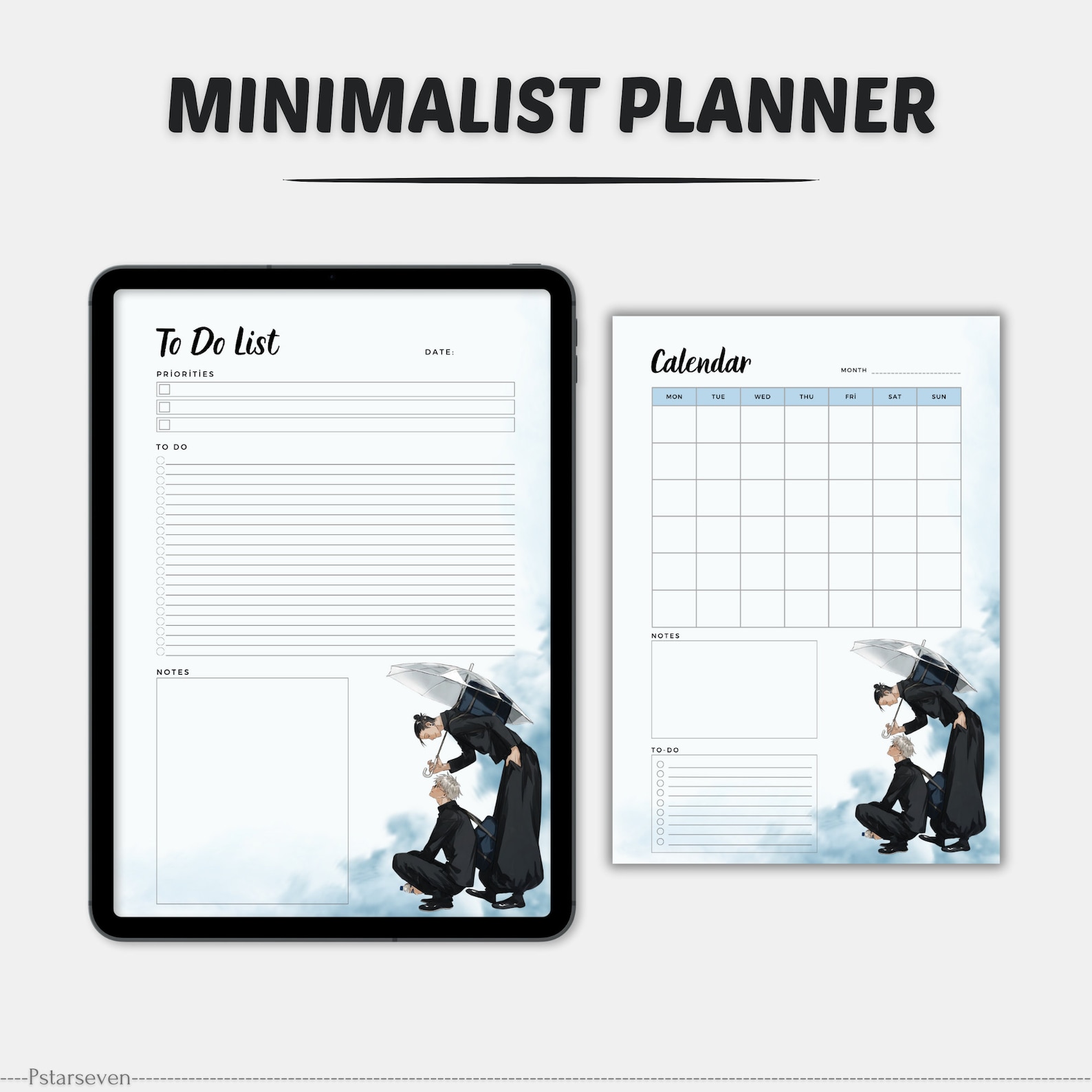 Jujutsu Kaisen Themed Planner, Gojo & Geto, Minimalist Planner ...