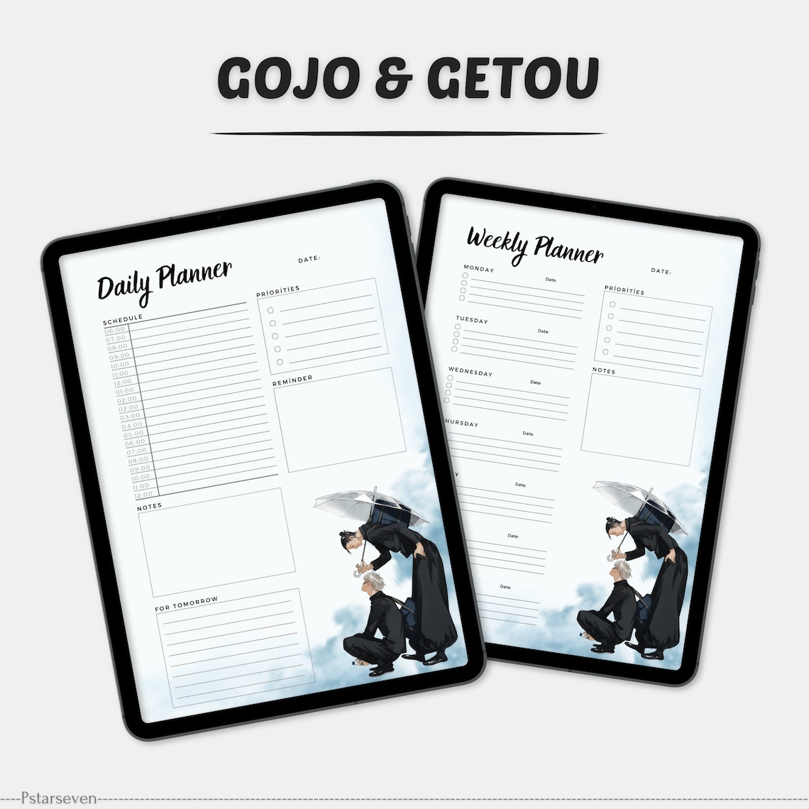 Jujutsu Kaisen Themed Planner, Gojo & Geto, Minimalist Planner ...