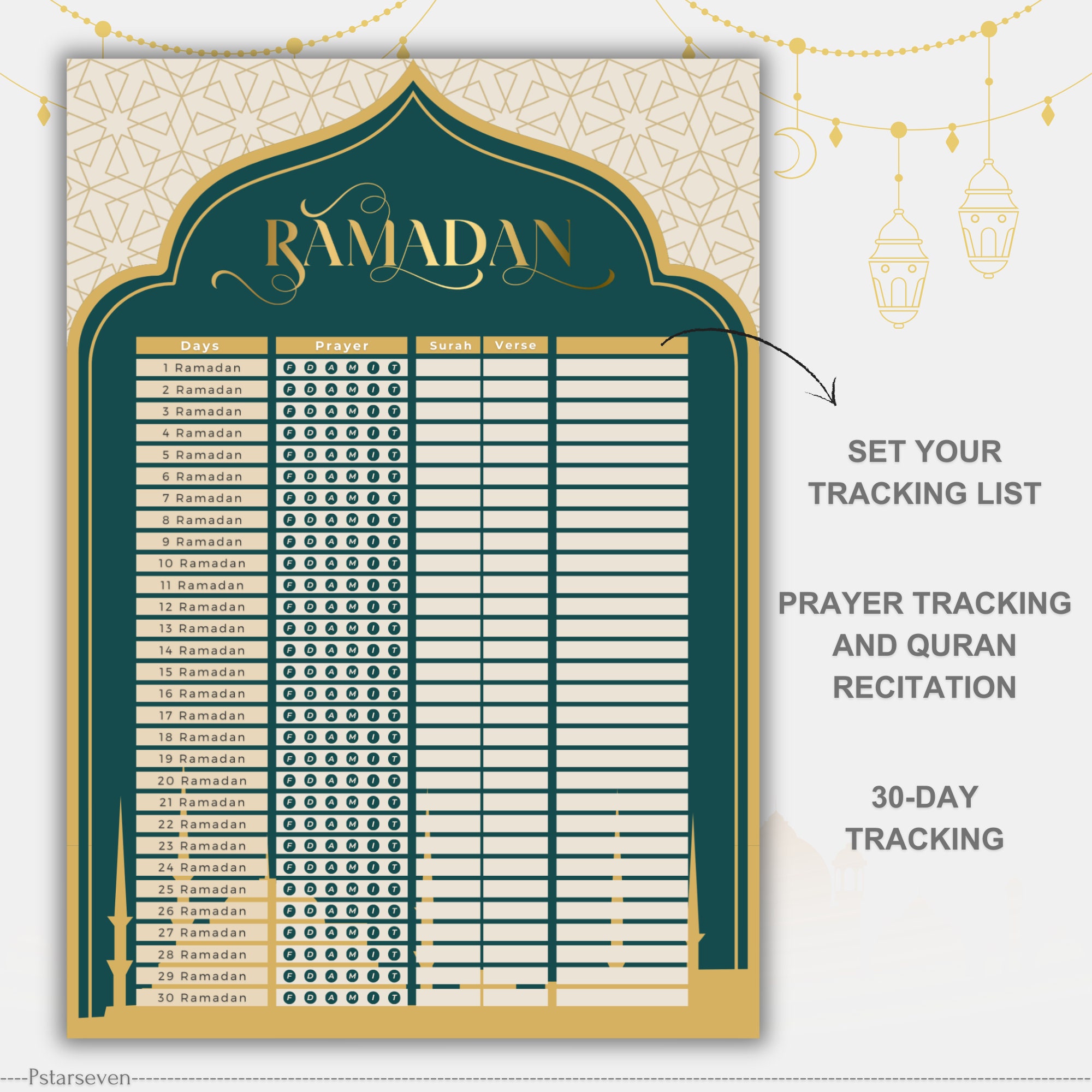 Ramadan Trackers Planner Printable, Ramadan Calendar, Islamic Journal ...