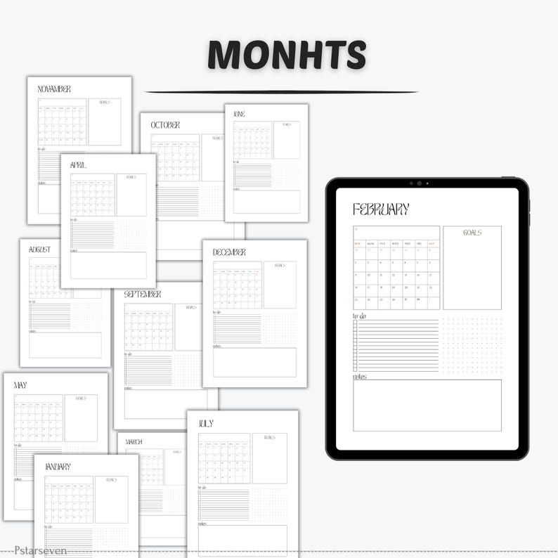 2025 Digital Planner: Monthly Calendar, Goodnotes Templates (PDF ...