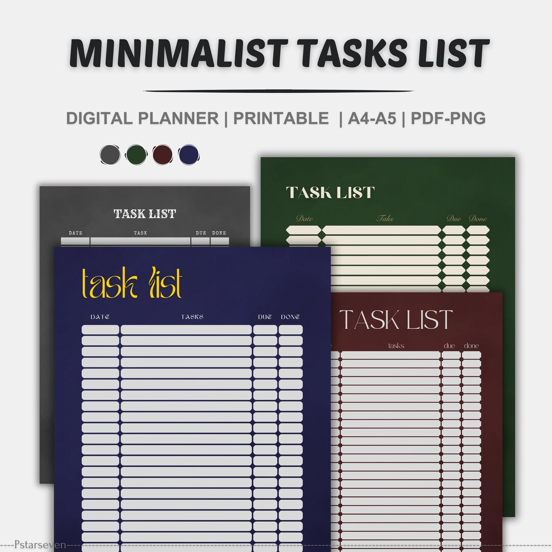 Minimalist Task Tracker, Digital Task List, Task Tracking Template, to ...