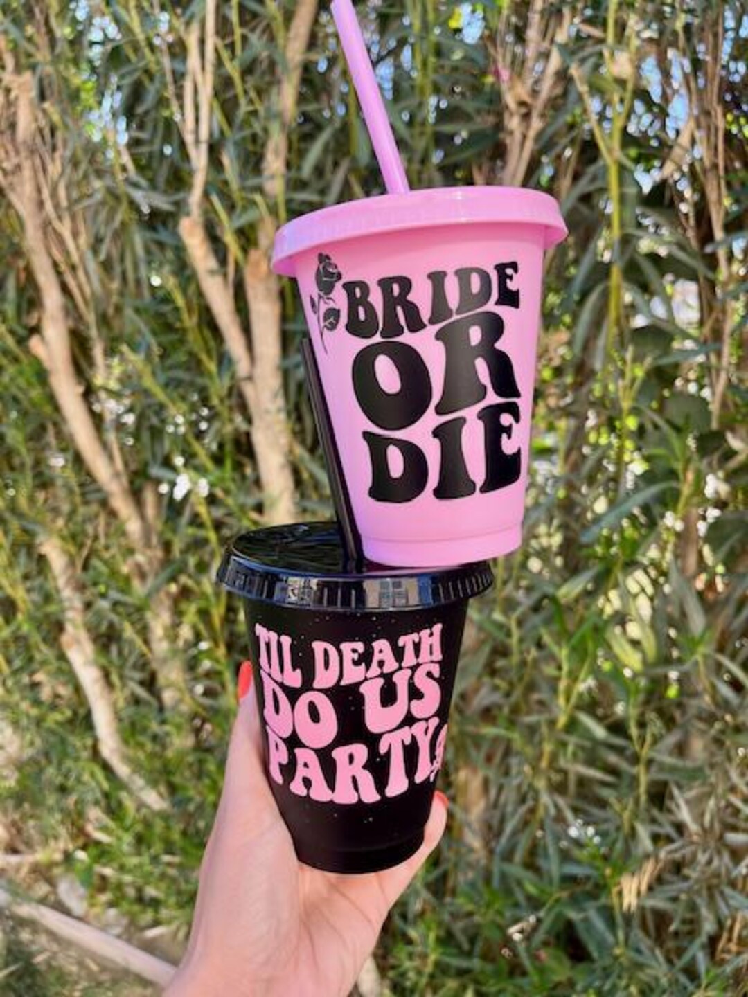 Gothic Bachelorette Party Tumblers, Bride or Die Cups With Lids - Etsy