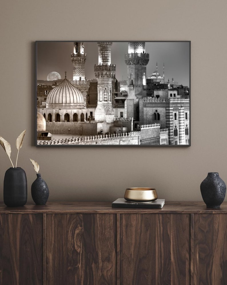 Al Azar Mosque: Cairo, Egypt - Black & White Islamic Wall Art, Museum ...