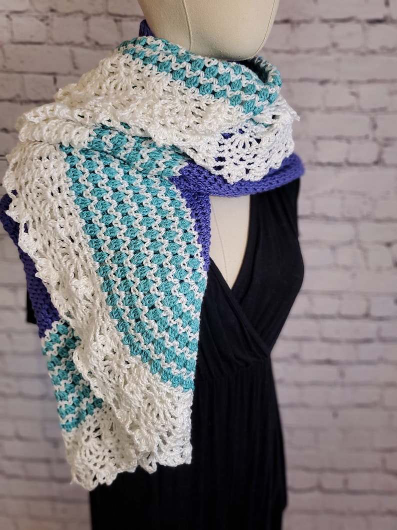 CROCHET PATTERN, Ladies Wrap, Shawl, Sport Weight Yarn, Bamboo, Truboo ...