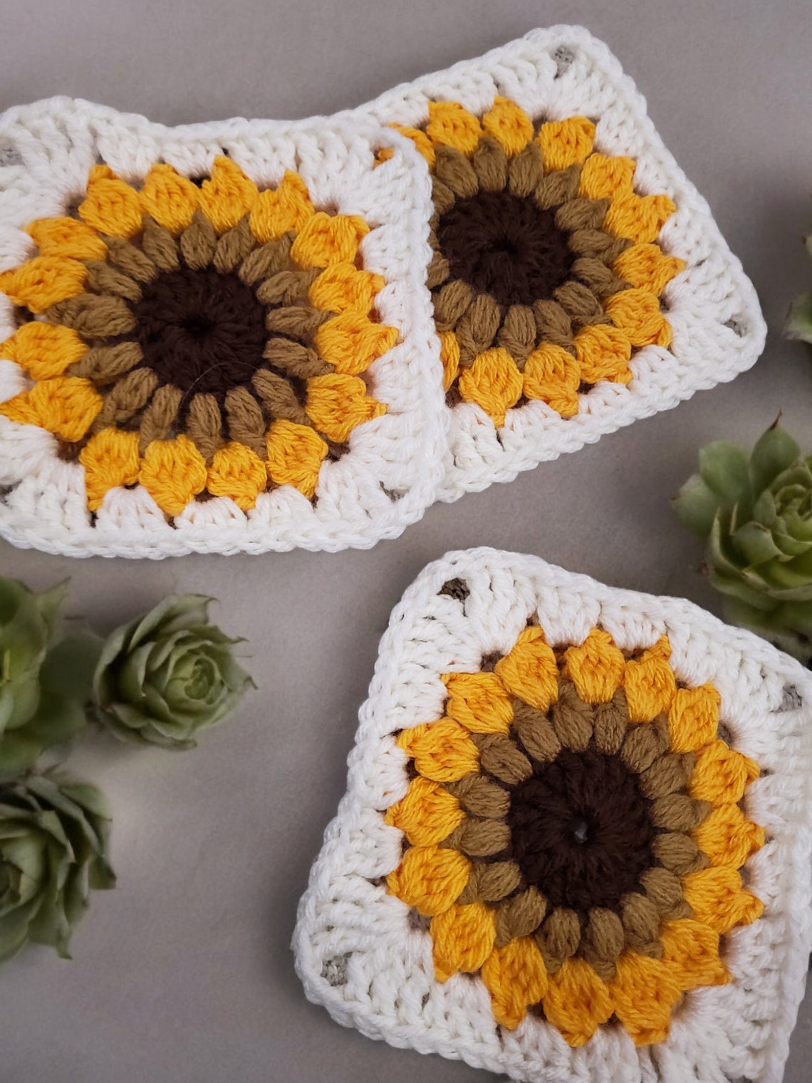 Easy Sunflower Granny Square Pattern, Beginner Crochet Sunflower ...