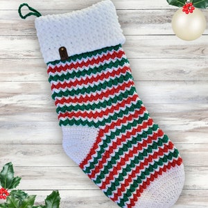 Easy Classic Christmas Stocking Crochet Pattern, Striped, Classy ...