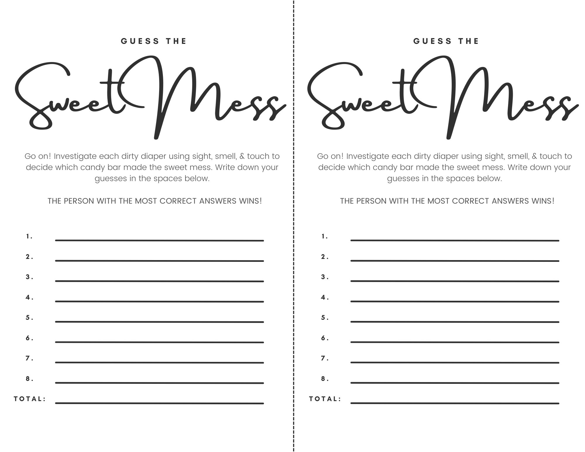 Guess the Sweet Mess Baby Shower Game - Etsy