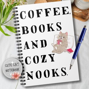 Coffee Books Cat Notebook, Cozy Nooks Journal Gift - Etsy