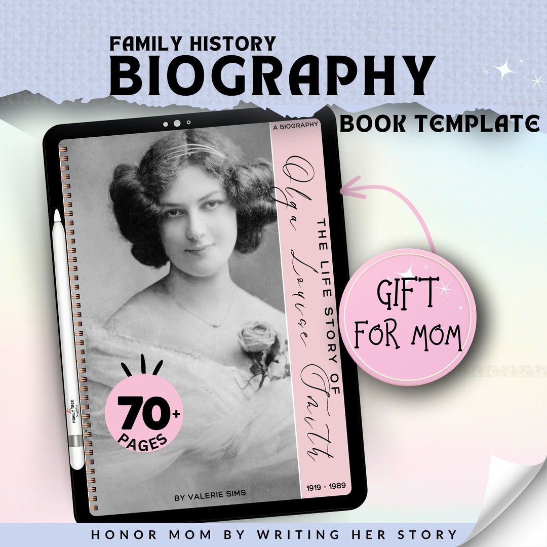 Ancestry Biography Book Template Canva Grandparent Gifts Digital Family History Genealogy ...