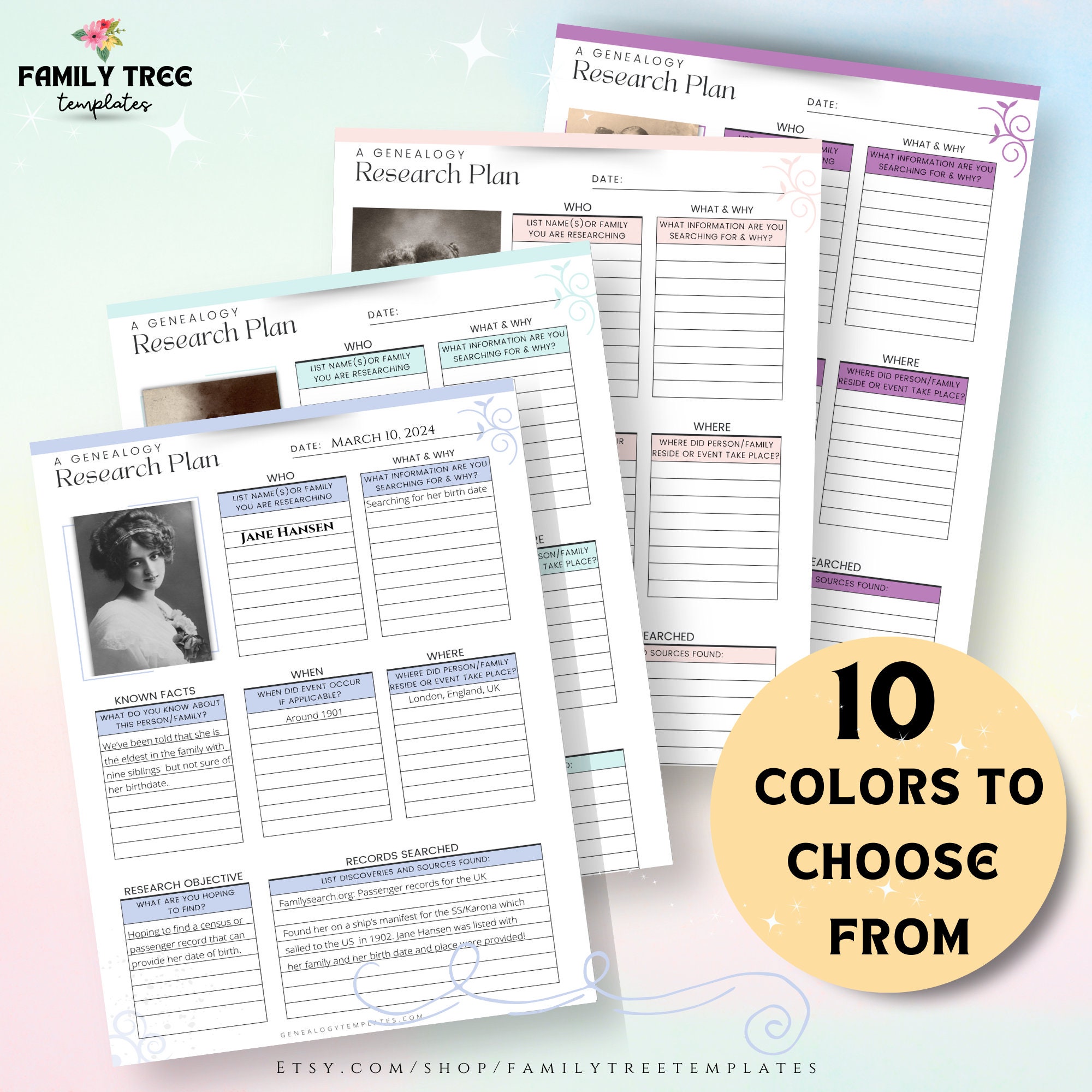 Genealogy Research Plan Template, Family History To-do List (digital ...