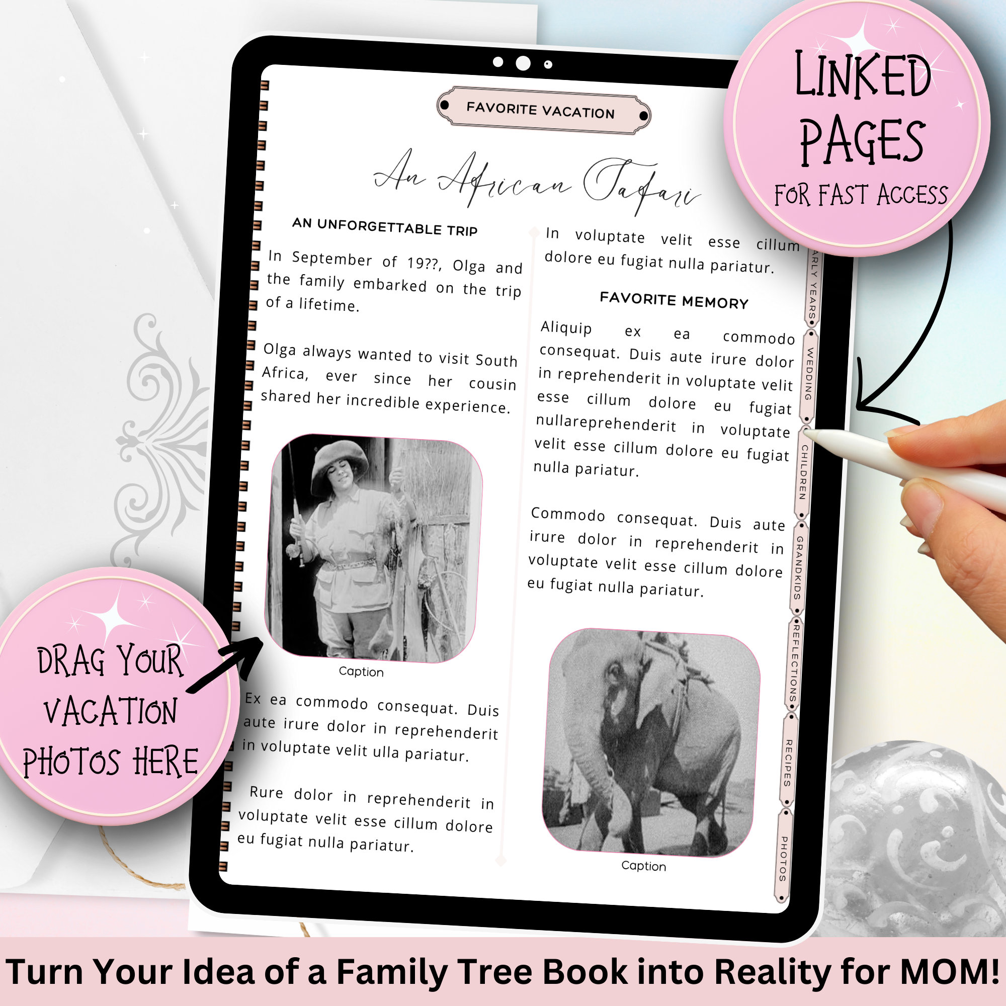 Editable Family History Book Template, Grandma's Biography, Genealogy ...