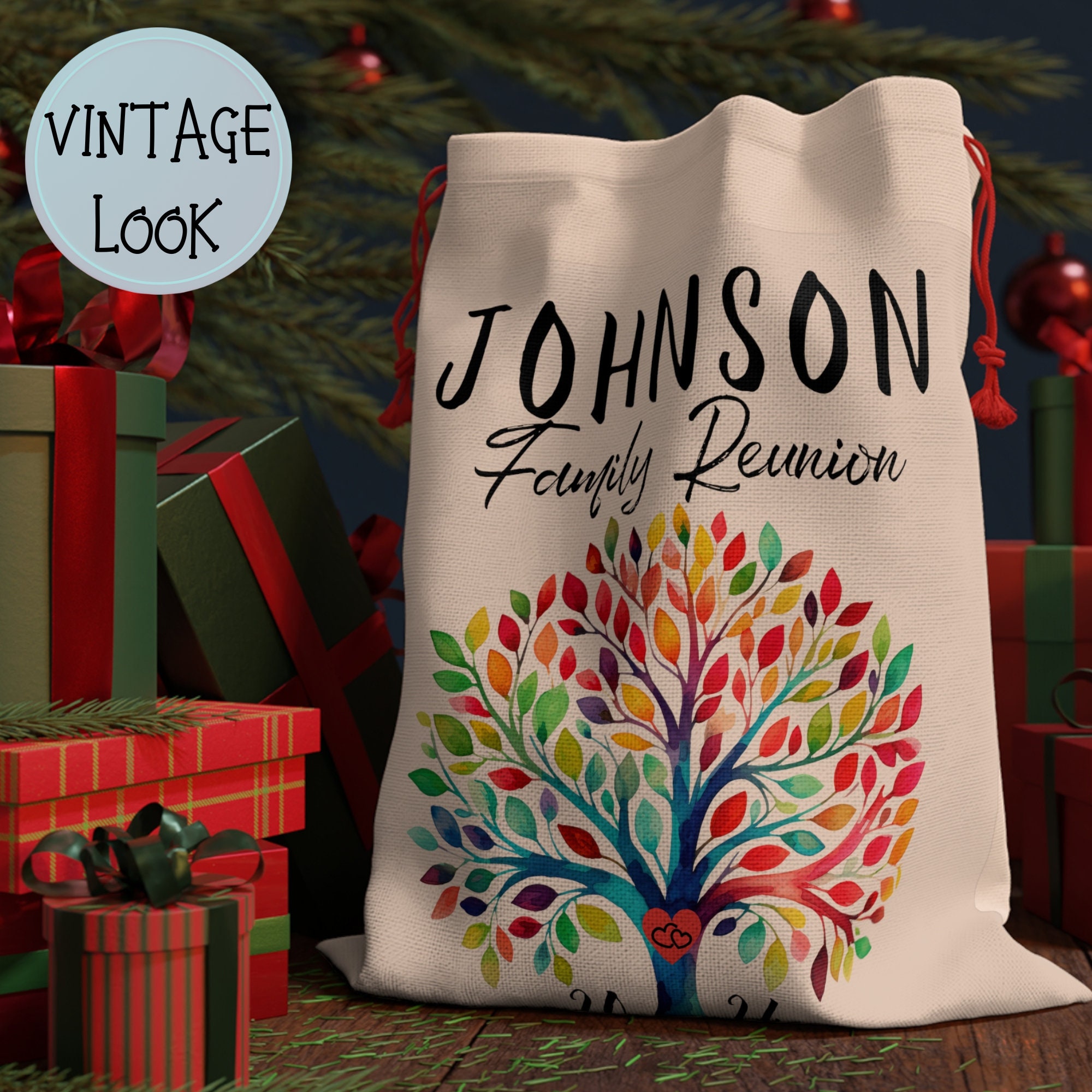 Custom Family Reunion Gift Bag Large Sack Family Tree Gift Personalized ...