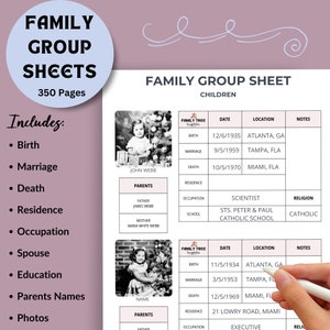 Genealogy Family Group Sheets, Ancestry Research Template (canva ...