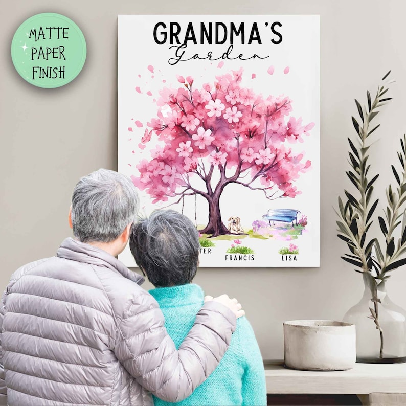 Grandma's Garden Framed Poster, Personalized Grandchildren Cherry ...