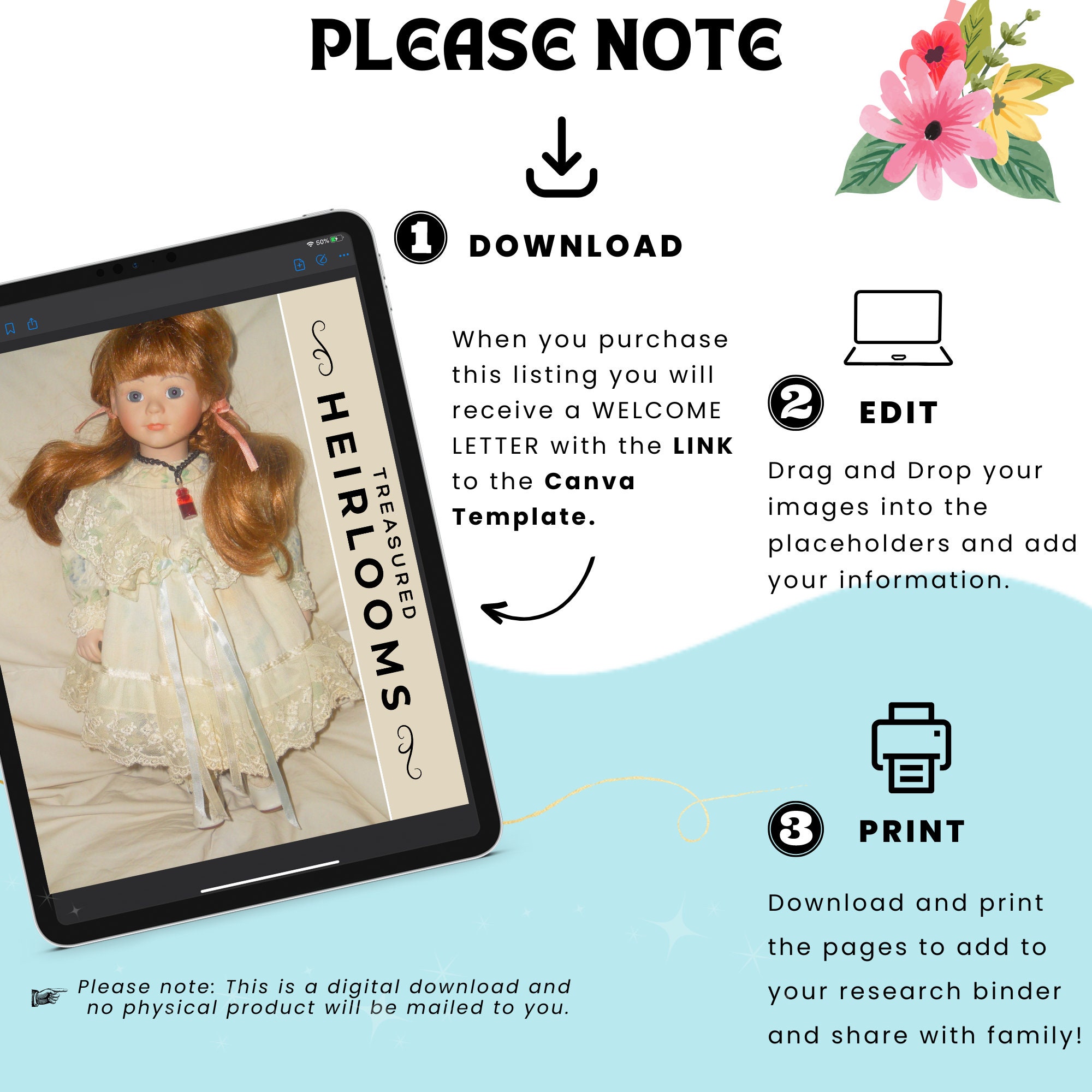 Editable Family Heirloom Tracker Template, Canva Genealogy Worksheet ...