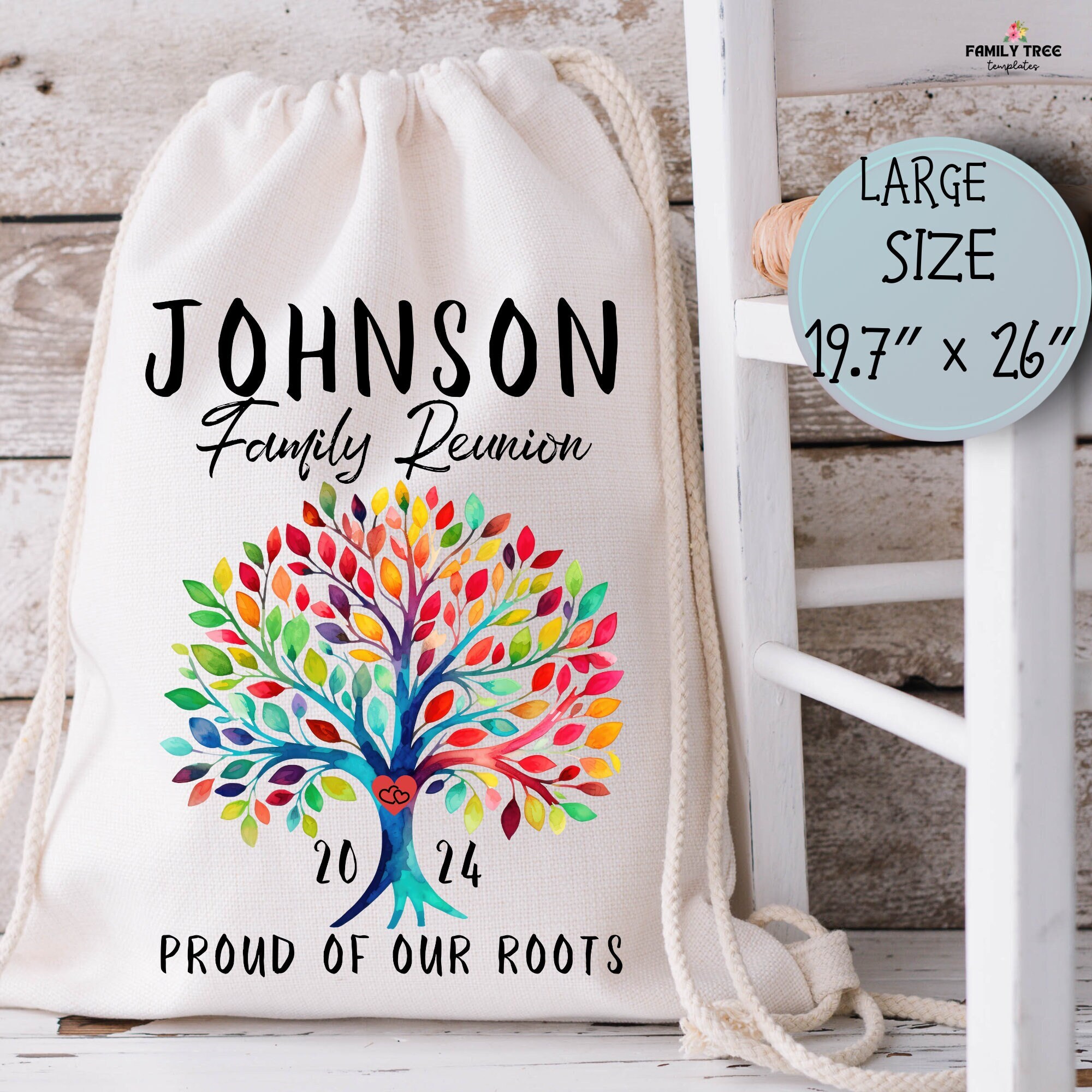 Custom Family Reunion Gift Bag Large Sack Family Tree Gift Personalized ...