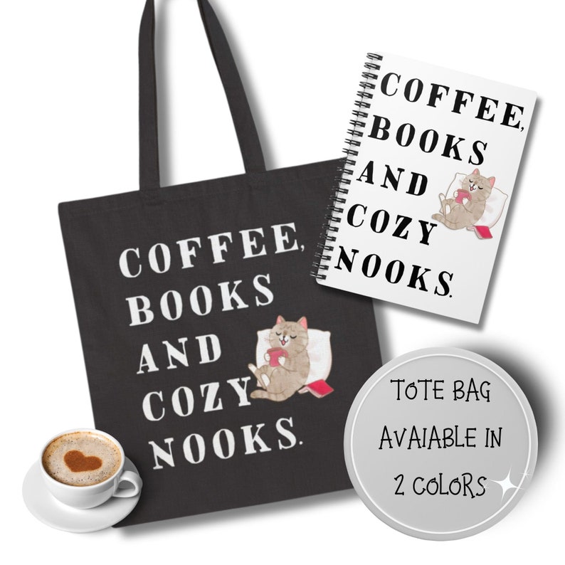 Coffee Books Cat Notebook, Cozy Nooks Journal Gift - Etsy