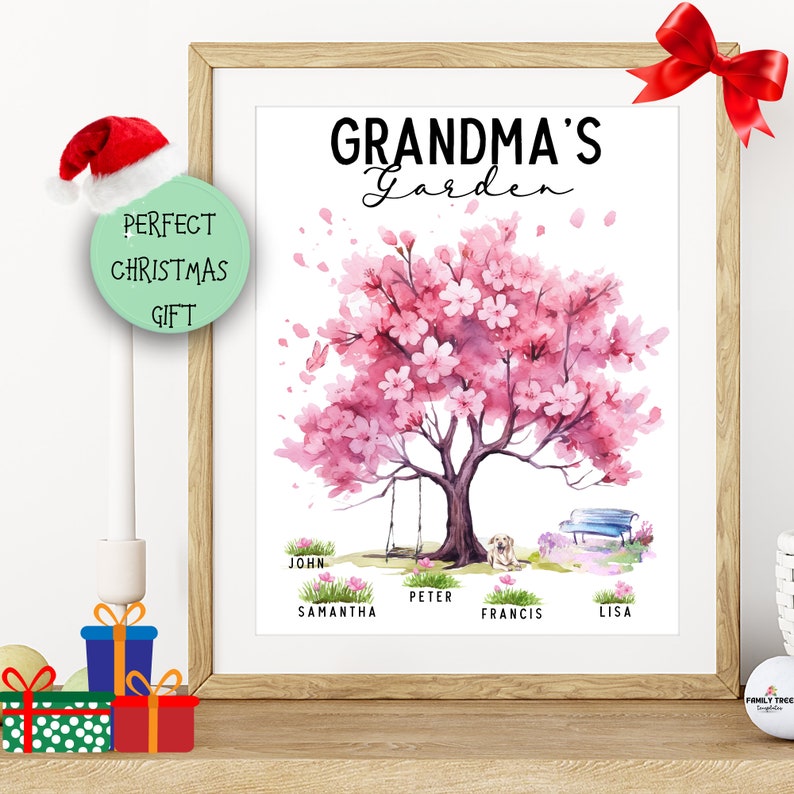 Grandma's Garden Framed Poster, Personalized Grandchildren Cherry ...