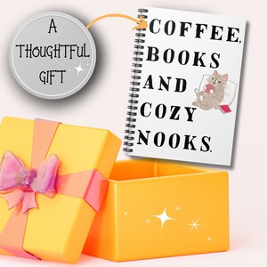 Coffee Books Cat Notebook, Cozy Nooks Journal Gift - Etsy