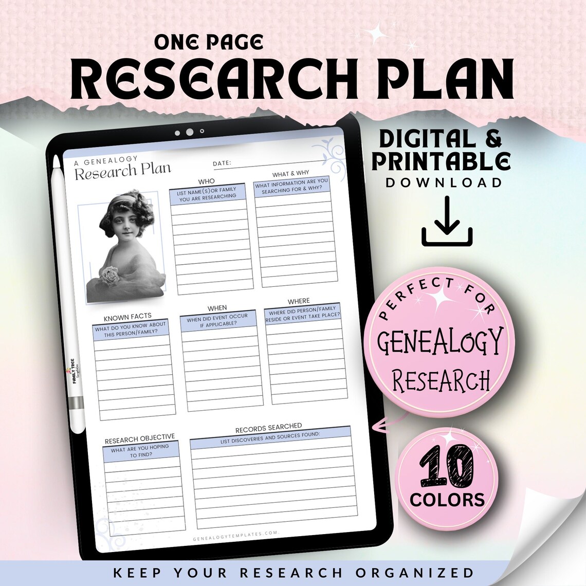 Genealogy Research Plan Template, Family History To-do List (digital ...