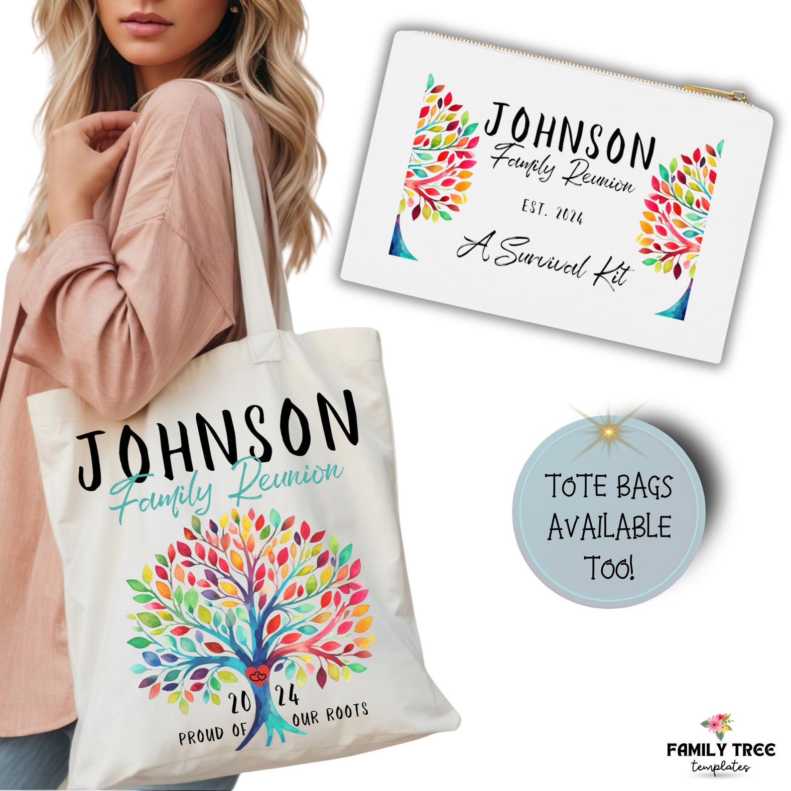 Custom Cosmetic Case Family Name Reunion Survival Kit and Makeup Bag ...