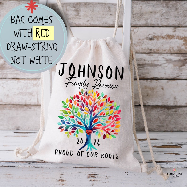Custom Family Reunion Gift Bag Large Sack Family Tree Gift Personalized ...